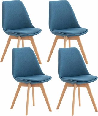 Clp 4er Set Esszimmerstuhl Linares blau Stoff