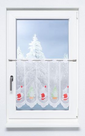 Lysel Scheibengardine Weihnachtsmann mit Tannenbaum (Bx H) 56cm * 50cm rot-gr&uuml;n