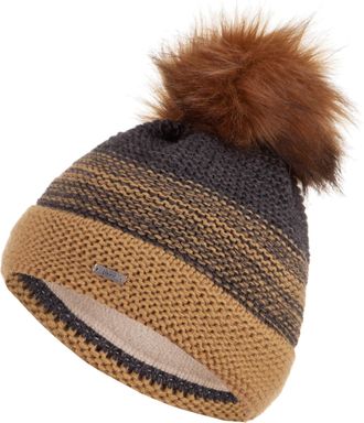 Faera M&uuml;tze Damen Winterm&uuml;tze warm gef&uuml;ttert mit Fleecefutter Kunstfell Bommelm&uuml;tze Winter Herbst Bommel Strickm&uuml;tze Beanie 60, Farbe:Braun