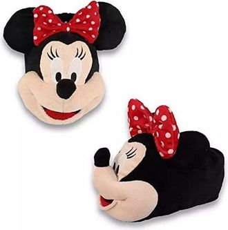 De Fonseca Minni Chaussons 3D pour femme - Moppine Disney dhiver fille - Minnie Mouse chaussons en peluche de maison antidérapant avec noeud Poise, Noir, 37/39 E