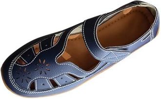 Generic Sandales plates pour femme - Bout ferm&eacute; - Chaussures d&eacute;t&eacute; d&eacute;contract&eacute;es - Couleur unie - Creuses - Respirantes - Antid&eacute;rapantes - L&eacute;g&egrave;res et confortab