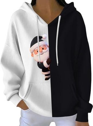 Generic Sweat à capuche de Noël pour femme - Chemisier dhiver pour femme - Tissage grossier - Doux - Confortable - Ample - Décontracté - Poche à capuche pour 