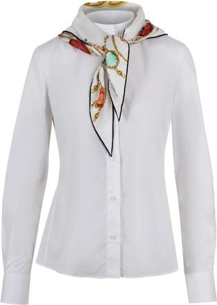 Dolce & Gabbana Femme, Blouses et Chemises, Blanc, Taille: 38 FR Chemise en popeline avec foulard en soie