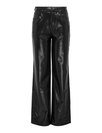 Only Damen Onljuicy-Dakota Hw Faux Leathe Wide PNT, Black, S / 32L