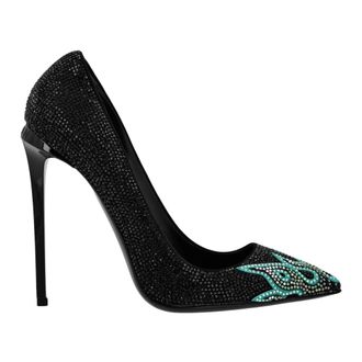 Philipp Plein Femme, Chaussures, Noir, Taille: 37 EU Escarpins D&eacute;collet&eacute; en Daim et Strass Flame