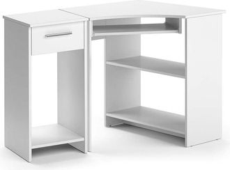 Vicco Eckschreibtisch Odin, Winkelschreibtisch, Wei&szlig;, 83 x 76 cm Set mit PC-Schrank
