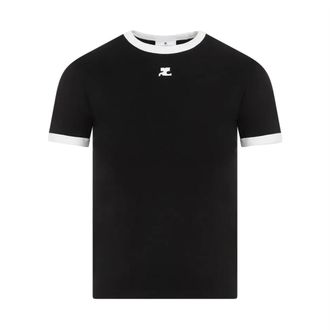 Courr&egrave;ges Femme, Tops, Noir, Taille: 38 FR T-shirt au Design &Eacute;l&eacute;gant