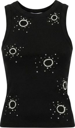 Des_Phemmes DES Phemmes, Femme, Tops, Noir, Taille: 44 FR Crystal Embellished Tank Top