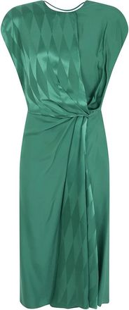 Versace Femme, Robes, Vert, Taille: 40 FR Jacquard Silk Draped Midi Dress