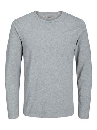 Jack & Jones Herren Basic O-neck Tee L/S Noos Langarmshirt, Light Grey Melange, L EU