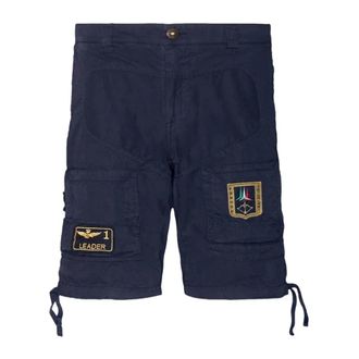 Aeronautica Ikonic Bermuda aus Baumwollgabardine Blau - - Shorts - Herren - Blau - 2XL