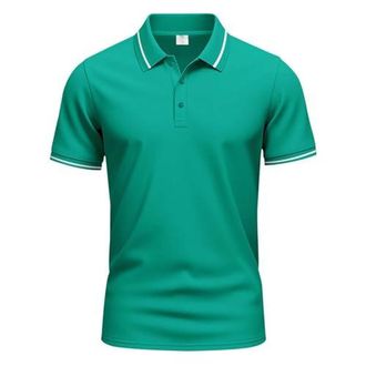 Generic Polo &agrave; manches courtes pour homme en couleur unie, Vert fonc&eacute;., XXL