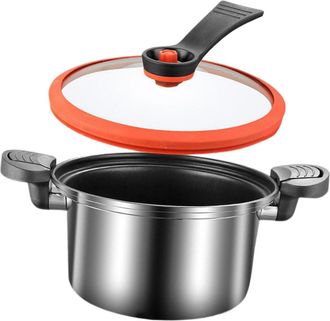 BESPORTBLE Edelstahl Druckkochtopf mit Glasdeckel Antihaft suppentopf Hitzebest&auml;ndig Ergonomische Griffe Sicher und Vielseitig f&uuml;r Gas Induktionsherde zum Schmor