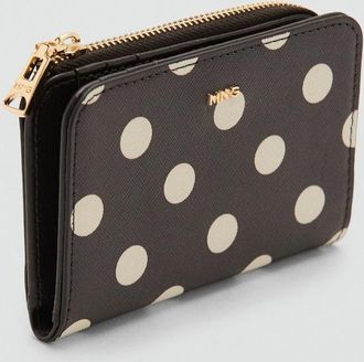 Mango Petit portefeuille &agrave; pois chocolat - Femme - Taille unique - MANGO