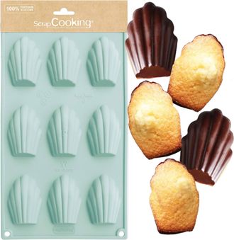 ScrapCooking 3115 Multi 9 Madeleines Backform Silikon Rosa 32 x 17,5 x 1,7 cm