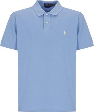 Ralph Lauren Homme, Tops, Bleu, Taille: S Polo &agrave; Manches Courtes en Maille Coupe Slim Personnalis&eacute;e