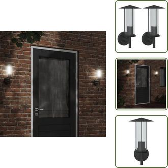 vidaXL The Living Store Au&szlig;enwandleuchten 2 Stk. Schwarz Edelstahl - Outdoor-Beleuchtung - Wandleuchte - Edelstahl - Gartenleuchte - Au&szlig;enscheinwerfer