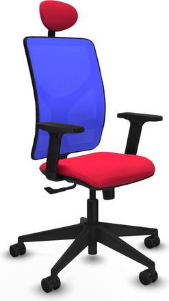 Piqueras y Crespo Schreibtischstuhl mit 2D-Armlehnen, h&ouml;henverstellbare Lendenwirbelst&uuml;tze und festes Kopfteil, ausgestattet mit 3 Positionen und Schneidschaum, Blau/Ro