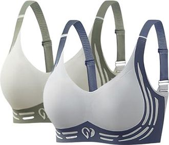 Generic Gather Bra Soutien-Gorge Doux Confortable Gather Bra Soutien-gorge Sans Fil Femme Lingerie Quotidien Sports BHS 2 PC Pour Le Sommeil, i, 5XL