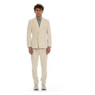 Eleventy Velvet Double-Breasted Jacket - - Suits - Herren - Beige - S