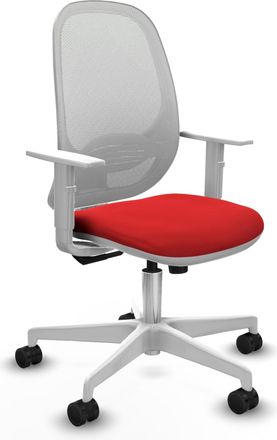 Piqueras y Crespo Ergonomischer zylindrischer Stuhl mit wei&szlig;en Armlehnen, h&ouml;henverstellbare Lendenwirbelst&uuml;tze, ausgestattet mit 3 Positionen und Schneideschaum, Wei&szlig;/R