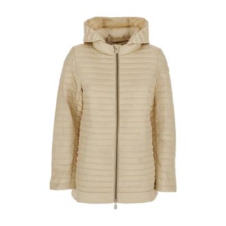 Save The Duck Femme, Vestes, Beige, Taille: 42 FR Doudoune Beige avec Patch Logo