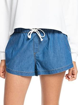 Roxy Short en jean Go to The Beach - Bleached Blue, Bleu d&eacute;color&eacute;., Taille L
