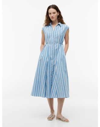 Tommy Hilfiger Robe chemise mi-longue &agrave; liens et mancherons - Bleu clair