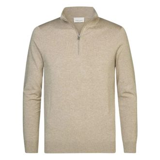 Profuomo Luxury Basic Half Zip - Homme - Pulls - Beige - Taille: 2XL