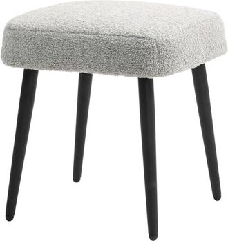 HOMCOM Tabouret de pied Tabouret de maquillage carr&eacute; Repose-pieds avec aspect cachemire, pieds en acier, pour salon, chambre &agrave; coucher, gris clair, 42 x 42 x