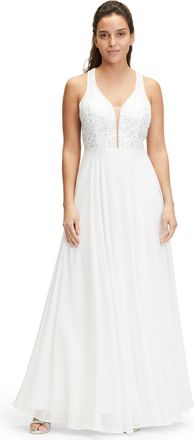 Vera Mont Damen Abendkleid mit Pailletten 46, Rohweiß