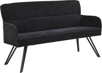 Byliving Bank Tino/Webstoff und Mikrofaser Bezug und Gestell in schwarz/Aufgedoppelter Rücken/Küchenbank, Sitzbank, Esszimmerbank/B 140 x H 94 x T 67 cm (Schwa