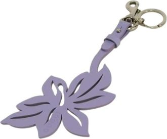 Gucci Porte-cl&eacute;s en cuir de veau avec breloque fleur Pre-owned - Femme - Pre-owned - Violet - Taille: ONE Size