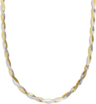 Singularu Halskette Lisse Twister Mix - 18 Kt vergoldetes Edelstahlcollier in zwei Farben - Geflochtene Kette in einer Größe 40 cm mit Verlängerung - Damenschmu