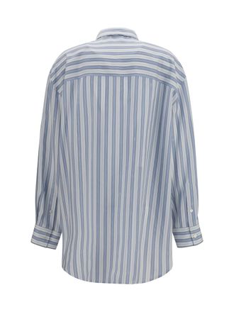 Gucci Womens Baiadera Silk Jacquard Shirt Azure-White-Mc Azure/white/mc