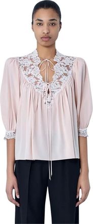 Chlo&eacute; Femme, Blouses et Chemises, Rose, Taille: 38 FR Lace Trim Blouse