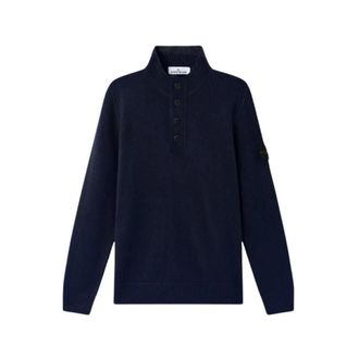 Stone Island Halbrei&szlig;verschluss-Rollkragenpullover aus Rippstrick - - Knitwear - Herren - Blau - L
