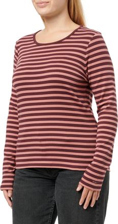GANT Damen Slim Striped Ribbed LS T-Shirt, Rot, XL