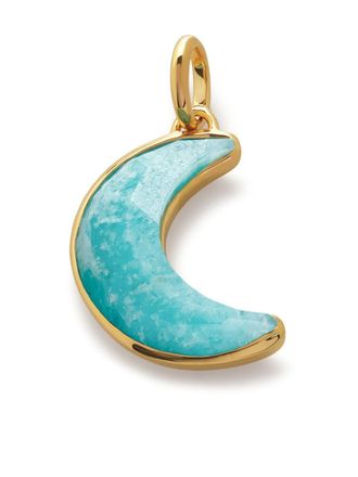 Monica Vinader breloque Crescent Moon en amazonite - Or