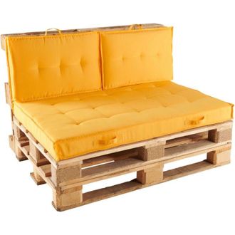 Oviala Pack salon de jardin palettes et cousinage jaune