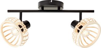 Brilliant Brillant projecteur Norah 2 feux. bois clair/noir, m&eacute;tal/bambou, 2x D45, E14, 28 w