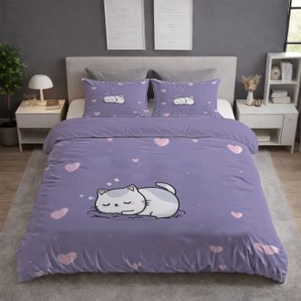 Generic Bettw&auml;sche 155 x 220 cm 2teilig Lila - Bettbezug 155 x 220 cm 2er Set mit Kissenbez&uuml;ge 80x80 cm Atmungsaktiv Leicht Anti-Pilling bettw&auml;sche mit Rei&szlig;ve