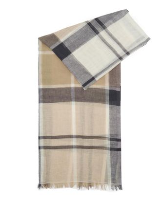 Barbour Softer Damen-Schal mit Tartanmuster und Leinenanteil in