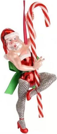 Gift Company H&auml;nger Santa mit Zuckerstange, Mehrfarbig, 6,5x17,5x4cm