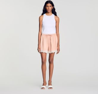 Sandro Short strass&eacute; &agrave; dentelle