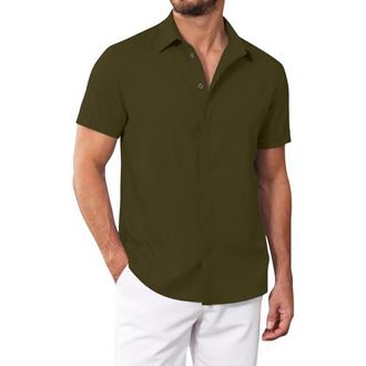 Generic Polo en lin pour homme - Chemises &agrave; manches courtes - Blanc - Coupe ajust&eacute;e - T-shirt en coton pour homme - Polo &agrave; manches courtes - T-shirt de gym &agrave; 