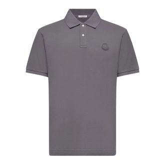 Moncler Polo-Shirt aus Baumwoll-Piqu&eacute; mit Logo-Patch - - Tops - Herren - Grau - M