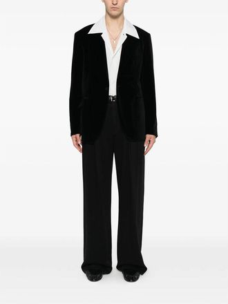 Tagliatore Velvet-Finish Cotton Blazer - Black