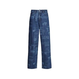Arte Jeans droit &agrave; imprim&eacute; en coton