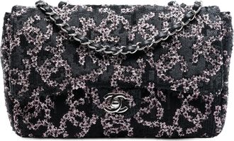 Chanel Black Medium CC Lambskin Sequin Single Flap